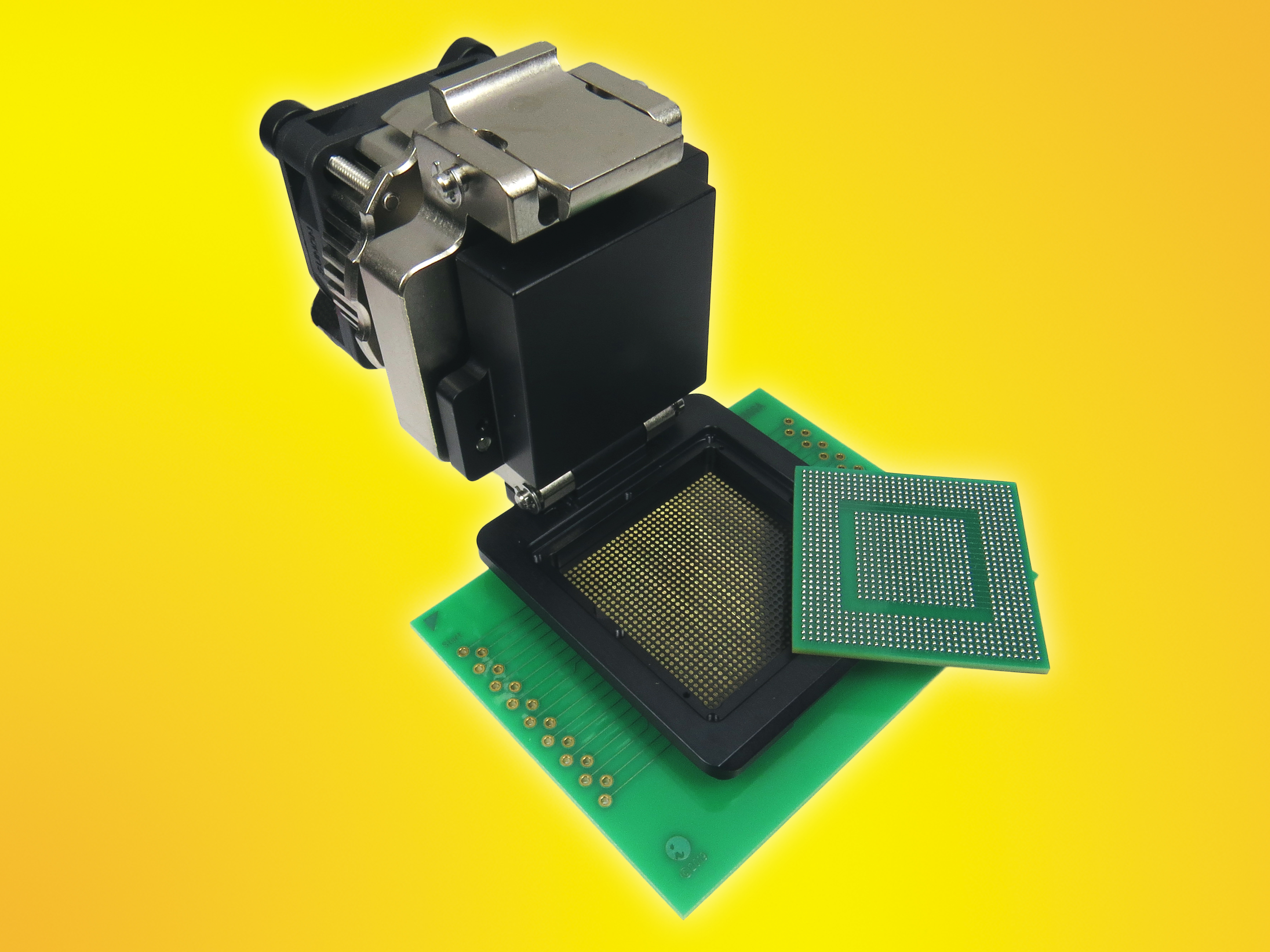 Socket for 1mm pitch BGA socket operates at bandwidths up to 27 GHz